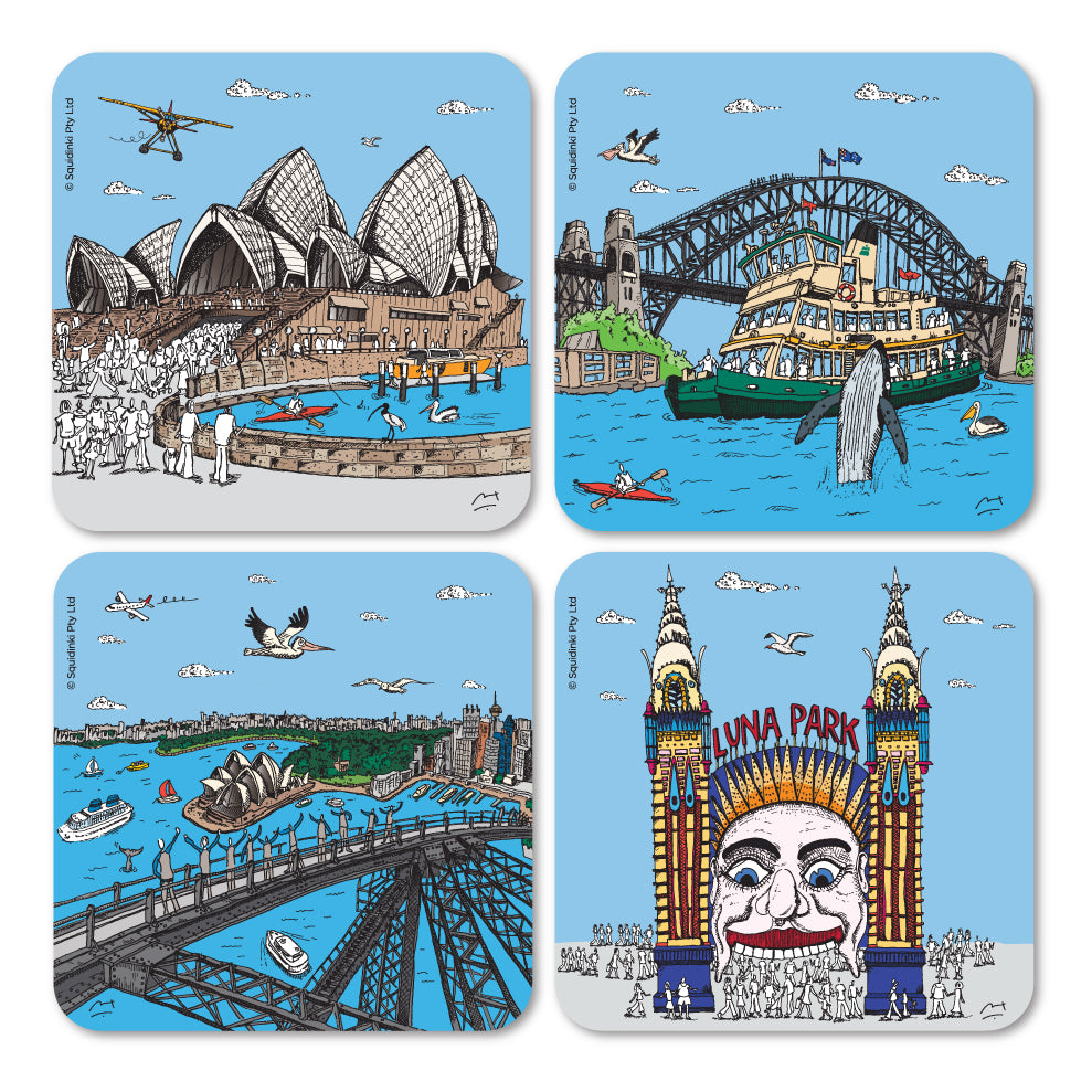 Coaster Sets: Sydney Harbour Collection – Squidinki